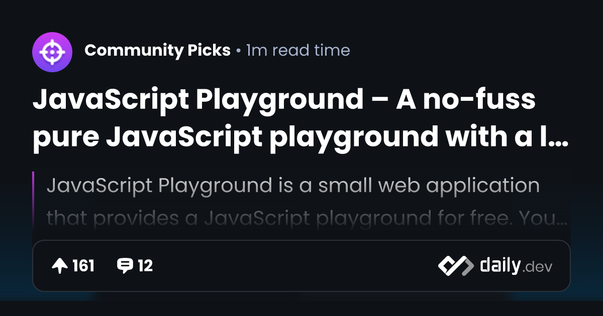JavaScript Playground – A no-fuss pure JavaScript playground with a ...