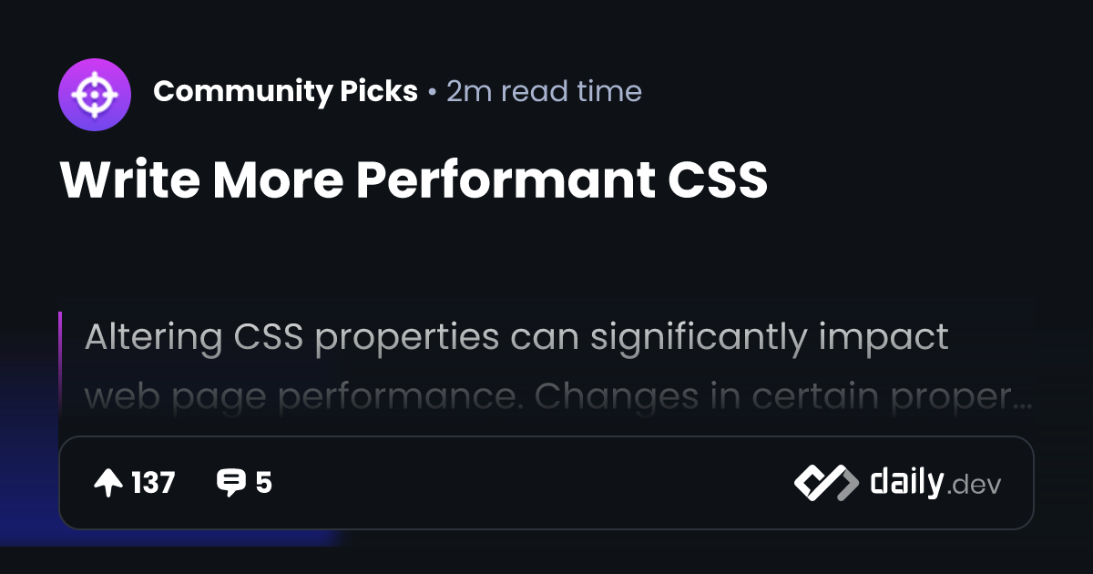 Write More Performant CSS | daily.dev