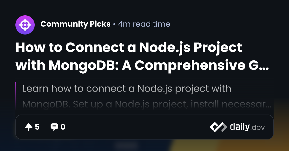 How To Connect A Nodejs Project With Mongodb A Comprehensive Guide 3636