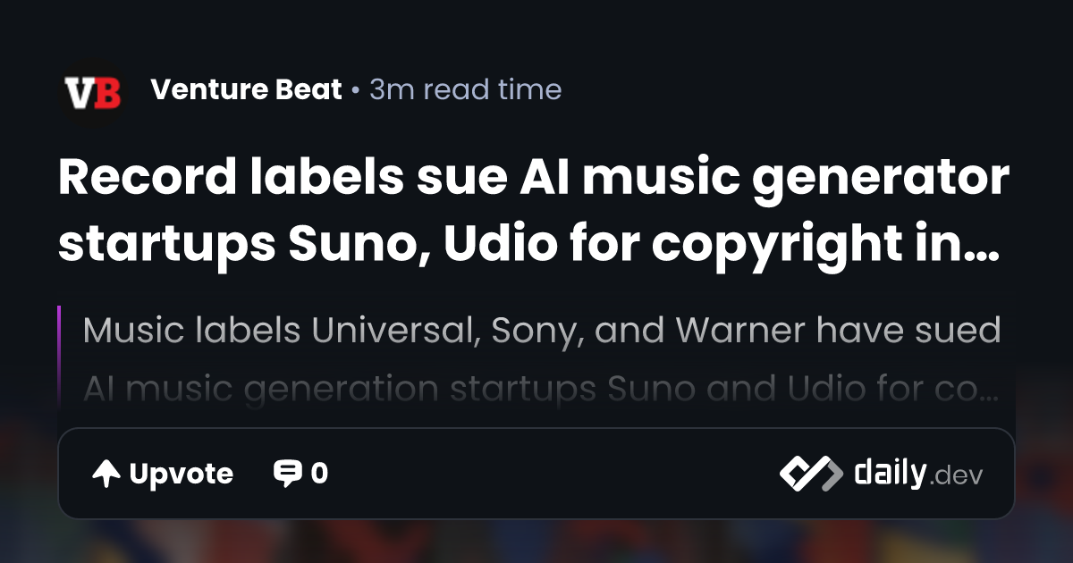 Record labels sue AI music generator startups Suno, Udio for copyright ...