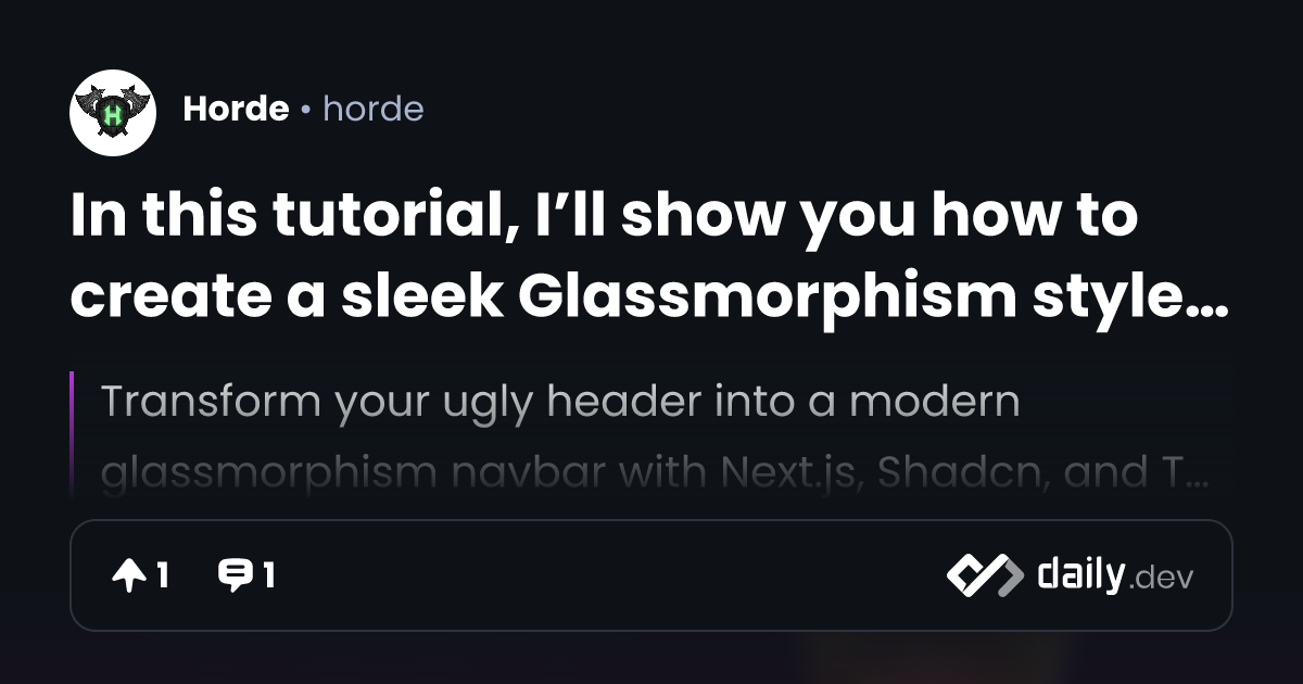 In this tutorial, I’ll show you how to create a sleek Glassmorphism style navbar using Next.js ...