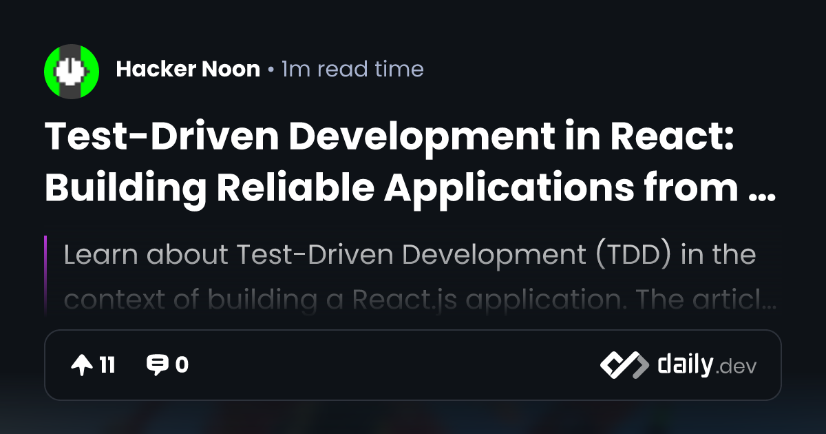Test-Driven Development in React: Building Reliable Applications from ...