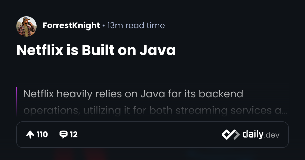 Netflix Is Built On Java Daily Dev