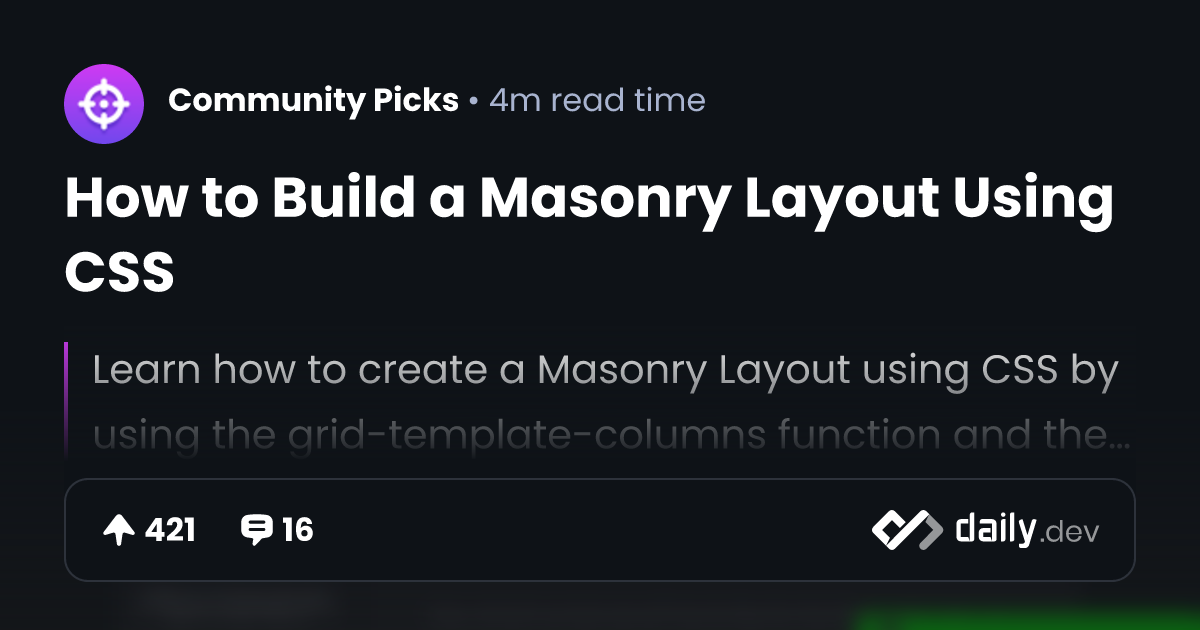 How To Build A Masonry Layout Using Css Dailydev