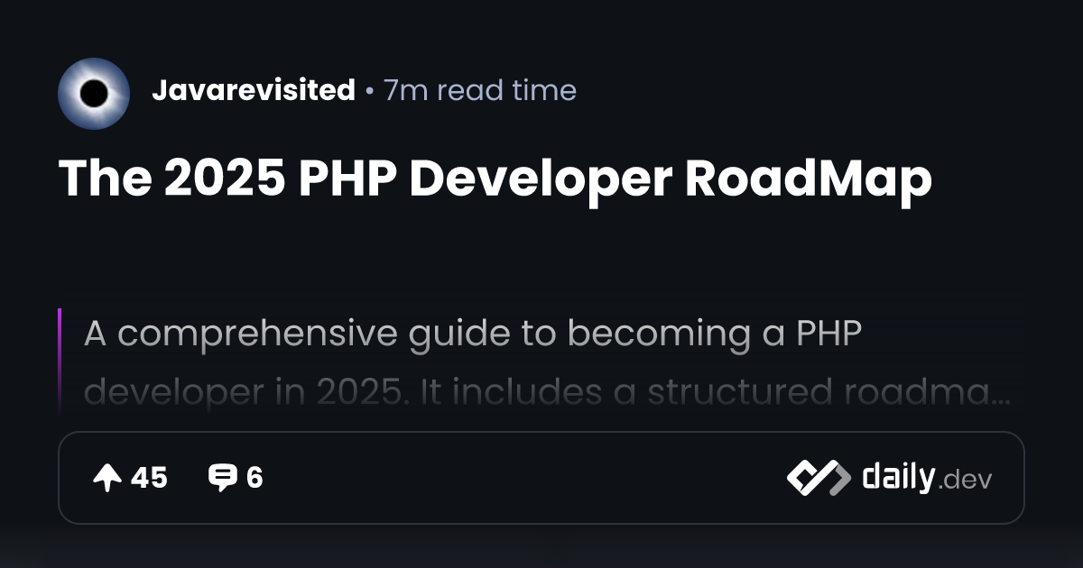 The 2025 PHP Developer RoadMap | daily.dev