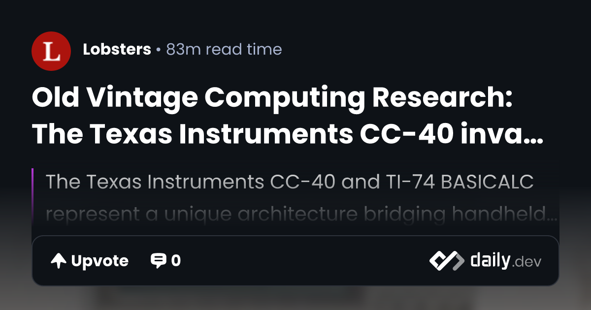Old Vintage Computing Research: The Texas Instruments CC-40 invades ...