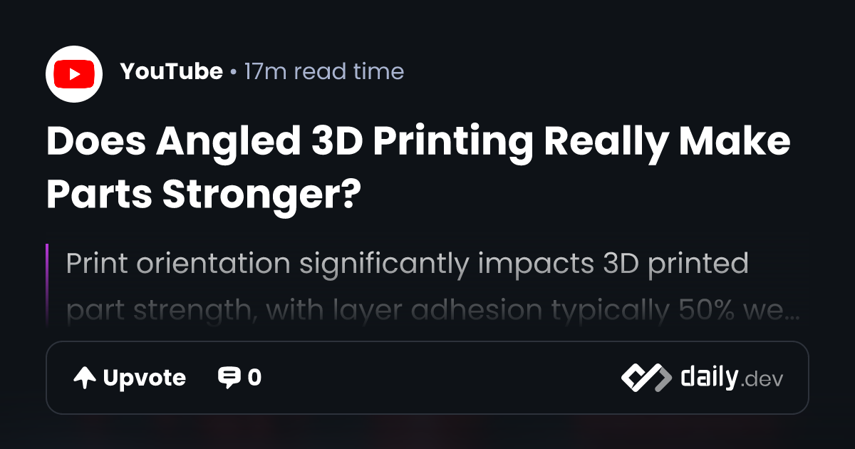 Does Angled 3D Printing Really Make Parts Stronger? | daily.dev