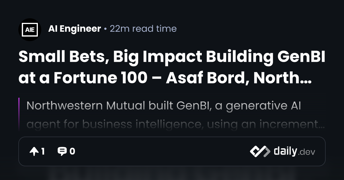 Small Bets, Big Impact Building GenBI at a Fortune 100
