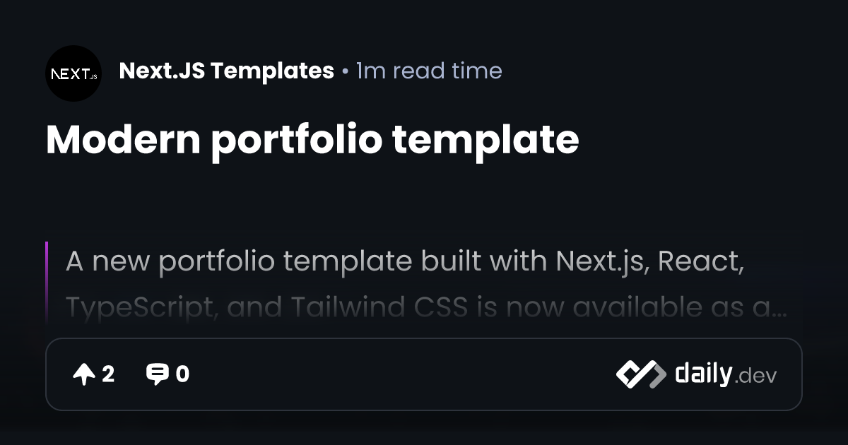 Modern portfolio template | daily.dev