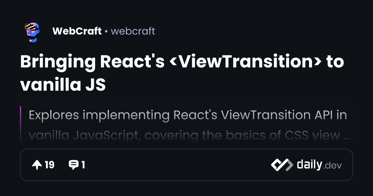 Bringing React's to vanilla JS | daily.dev