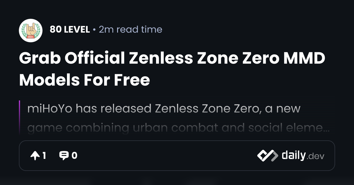 Grab Official Zenless Zone Zero Mmd Models For Free Daily Dev