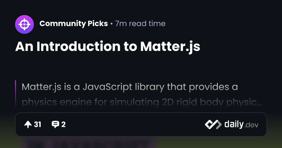 An Introduction to Matter.js | daily.dev