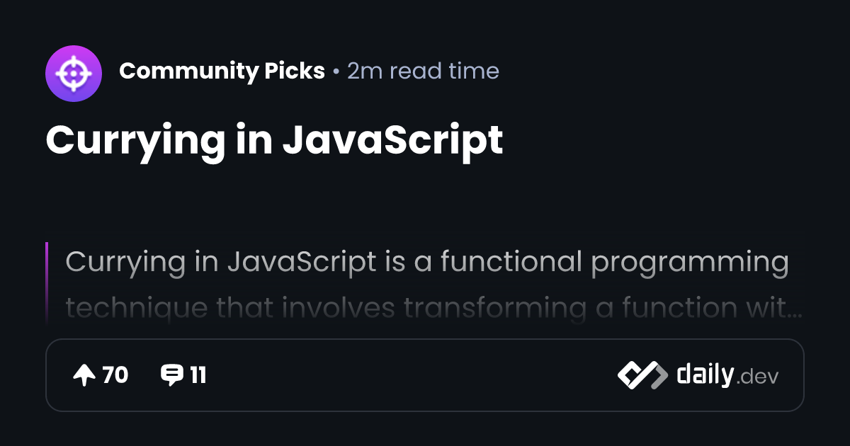 Currying In Javascript Daily Dev
