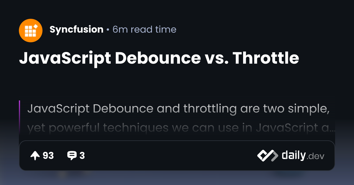 Javascript Debounce Vs Throttle Daily Dev