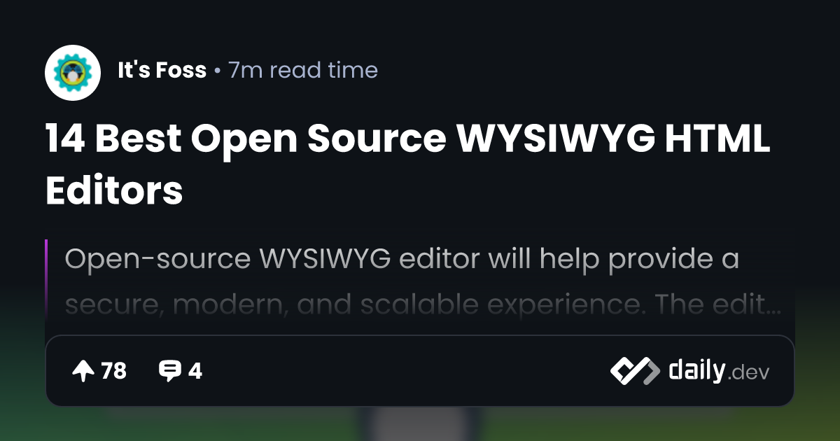 14 Best Open Source WYSIWYG HTML Editors | daily.dev