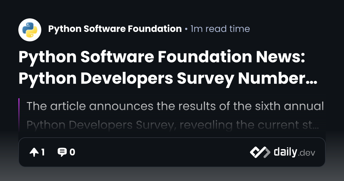 Python Software Foundation News: Python Developers Survey Numbers for ...