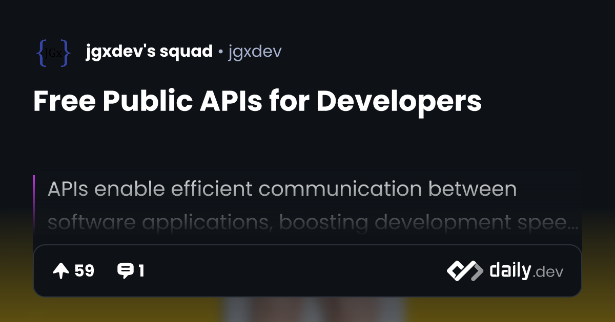 Free Public APIs for Developers | daily.dev