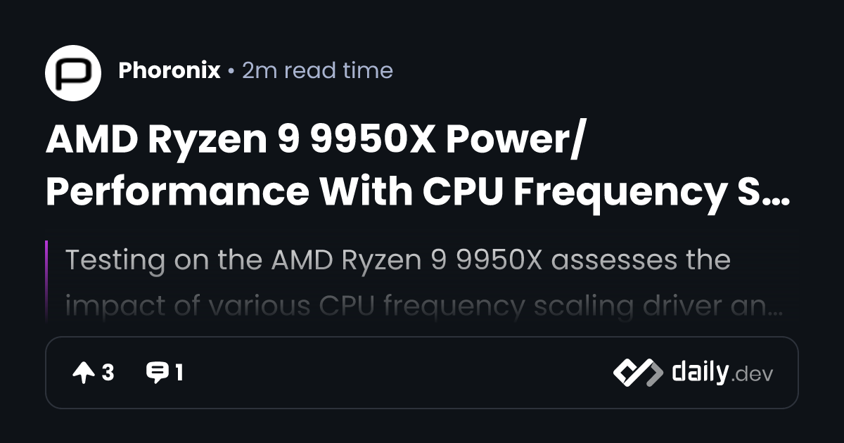 AMD Ryzen 9 9950X Power/Performance With CPU Frequency Scaling Driver ...