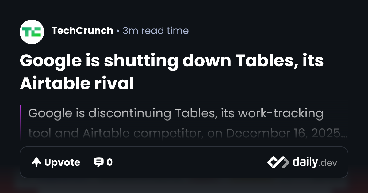 Google is shutting down Tables, its Airtable rival