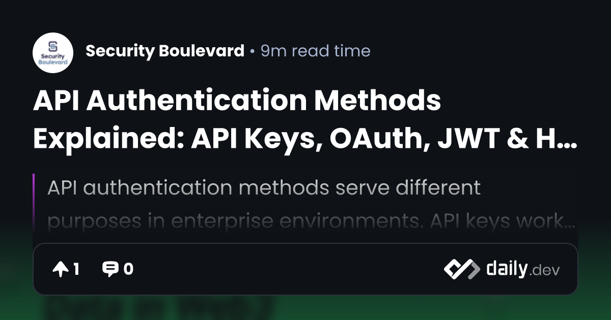 API Authentication Methods Explained: API Keys, OAuth, JWT & HMAC ...