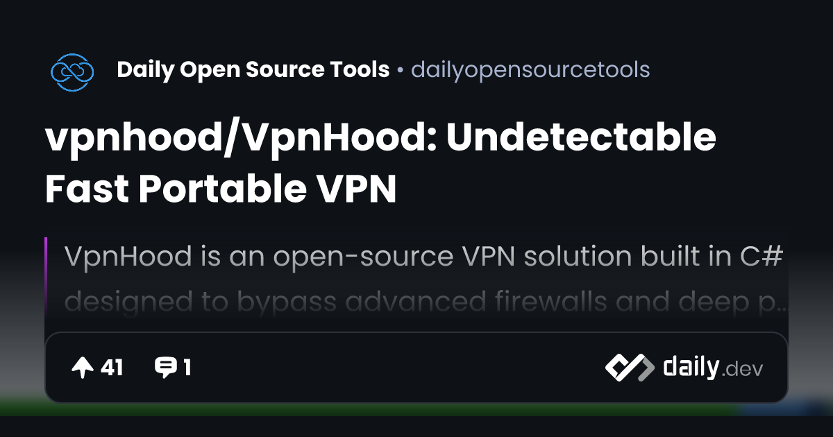 vpnhood/VpnHood: Undetectable Fast Portable VPN | daily.dev