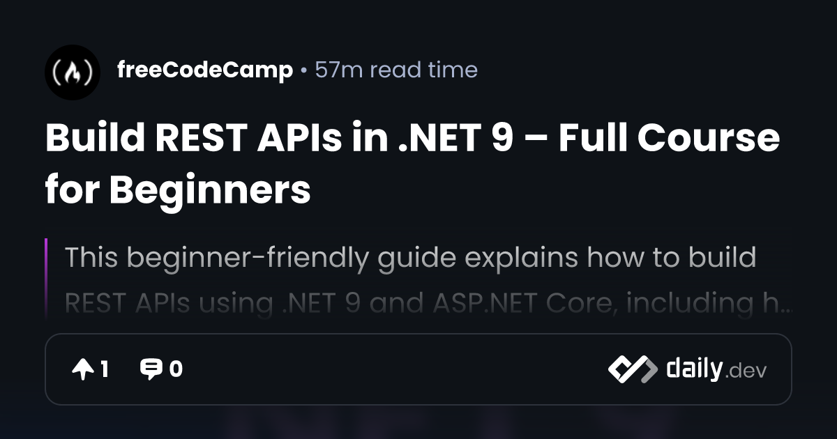 Build REST APIs in .NET 9 – Full Course for Beginners