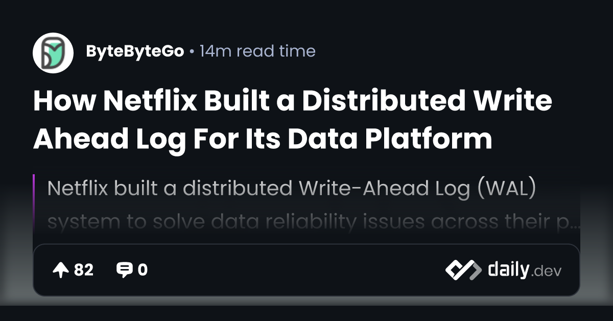 How Netflix Built a Distributed Write Ahead Log For Its...