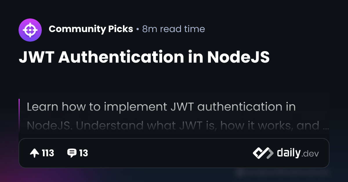 Jwt Authentication In Nodejs Dailydev