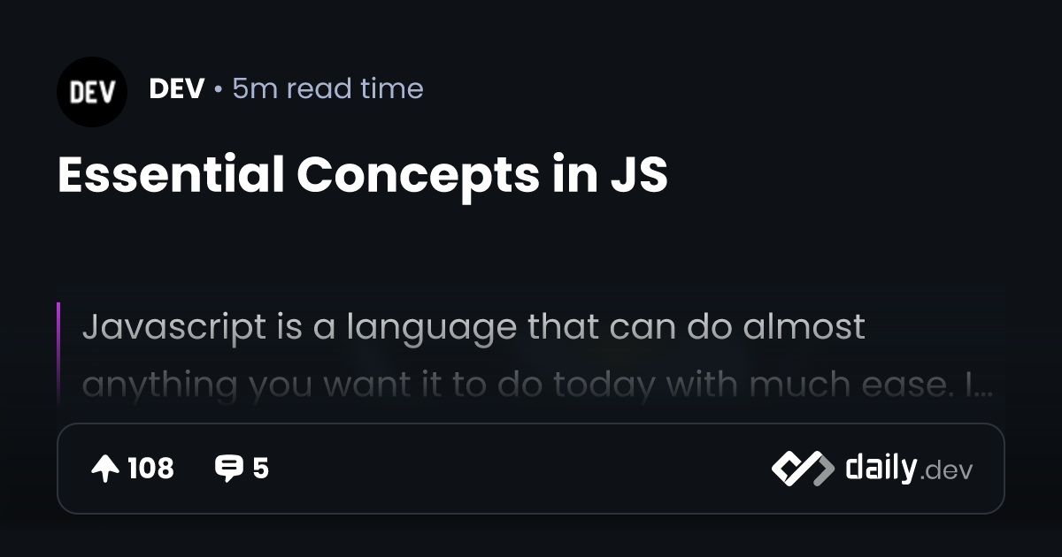 Essential Concepts in JS | daily.dev