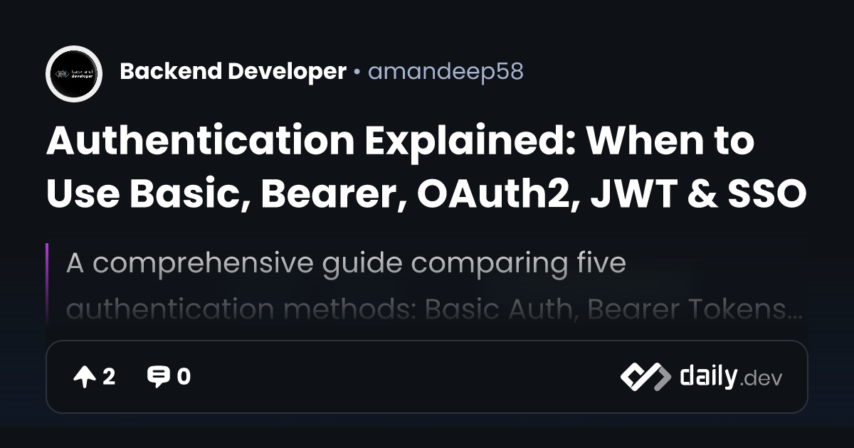 Authentication Explained: When to Use Basic, Bearer, OAuth2, JWT & SSO ...