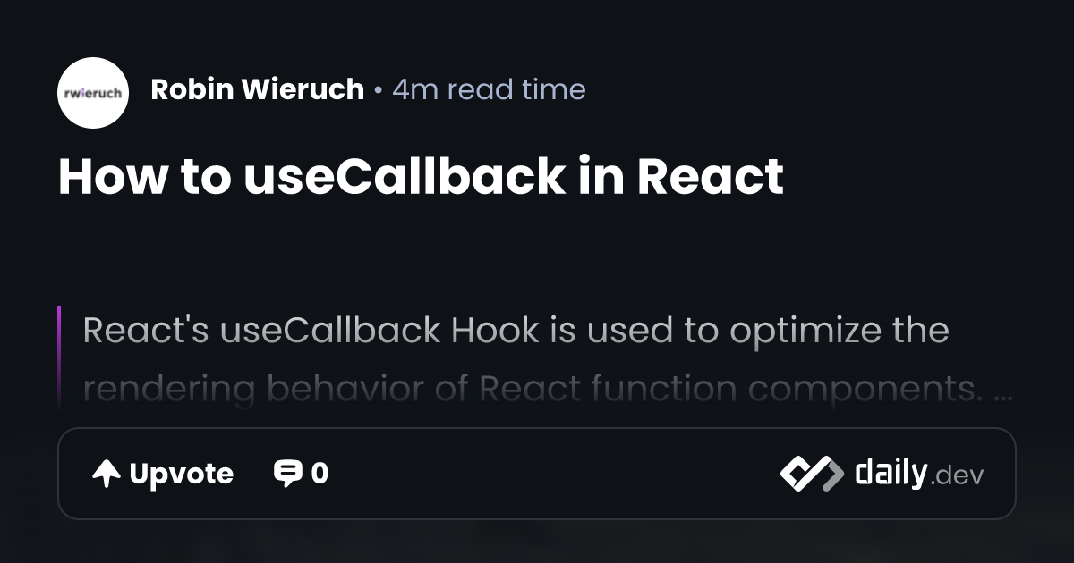 How to useCallback in React | daily.dev