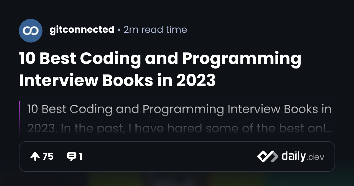 10 Best Coding and Programming Interview Books in 2023 | daily.dev