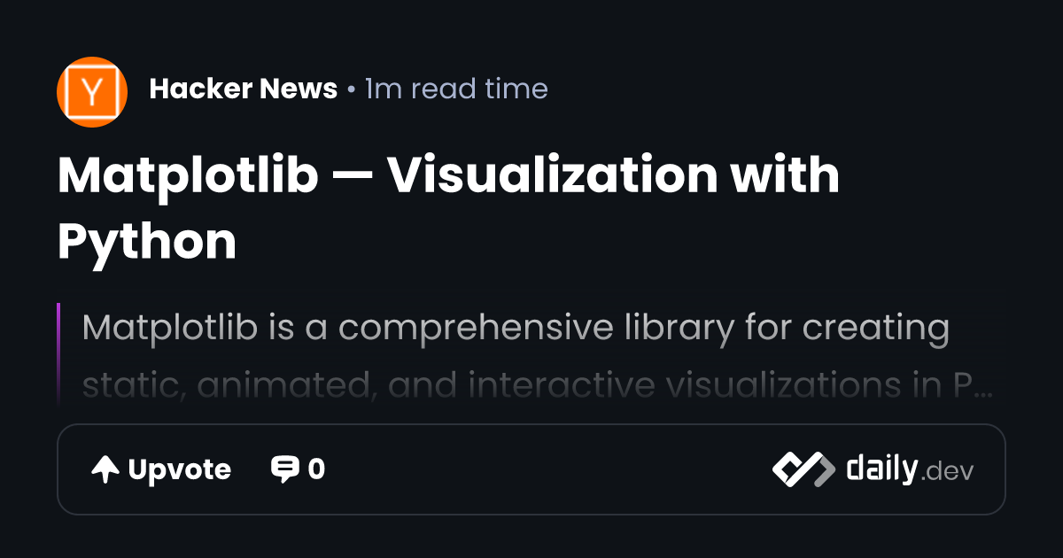 Matplotlib — Visualization with Python | daily.dev