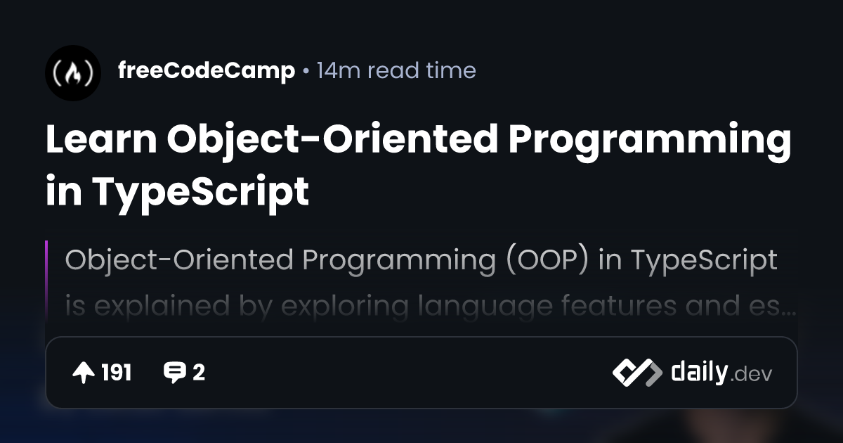 Learn Object Oriented Programming In Typescript Dailydev 