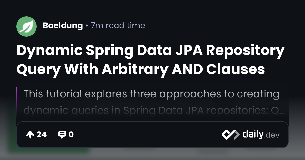 Dynamic Spring Data JPA Repository Query With Arbitrary...