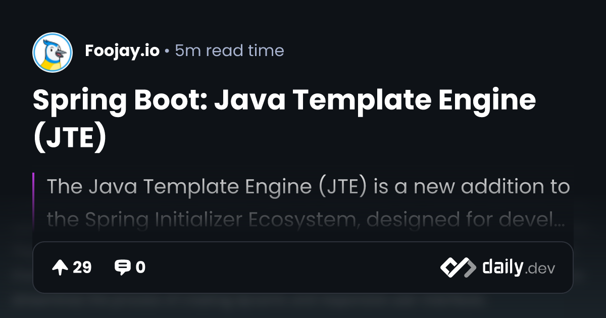 Spring Boot Java Template Engine Jte Daily Dev