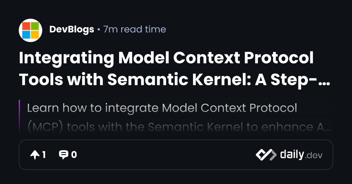 Integrating Model Context Protocol Tools With Semantic Kernel A Step