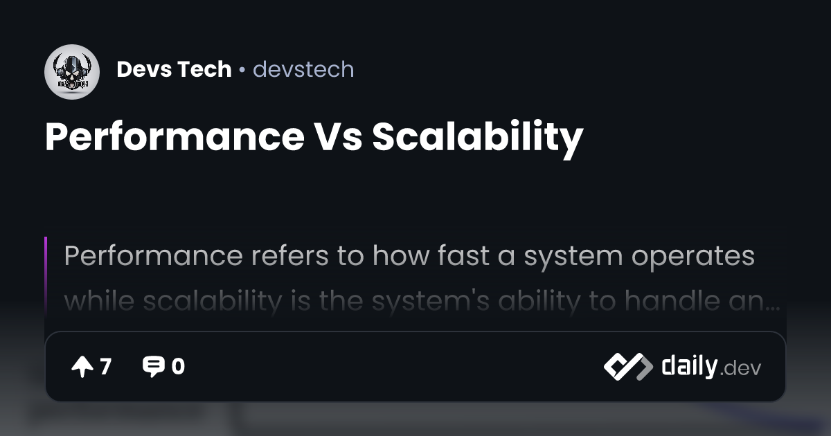Performance Vs Scalability | daily.dev
