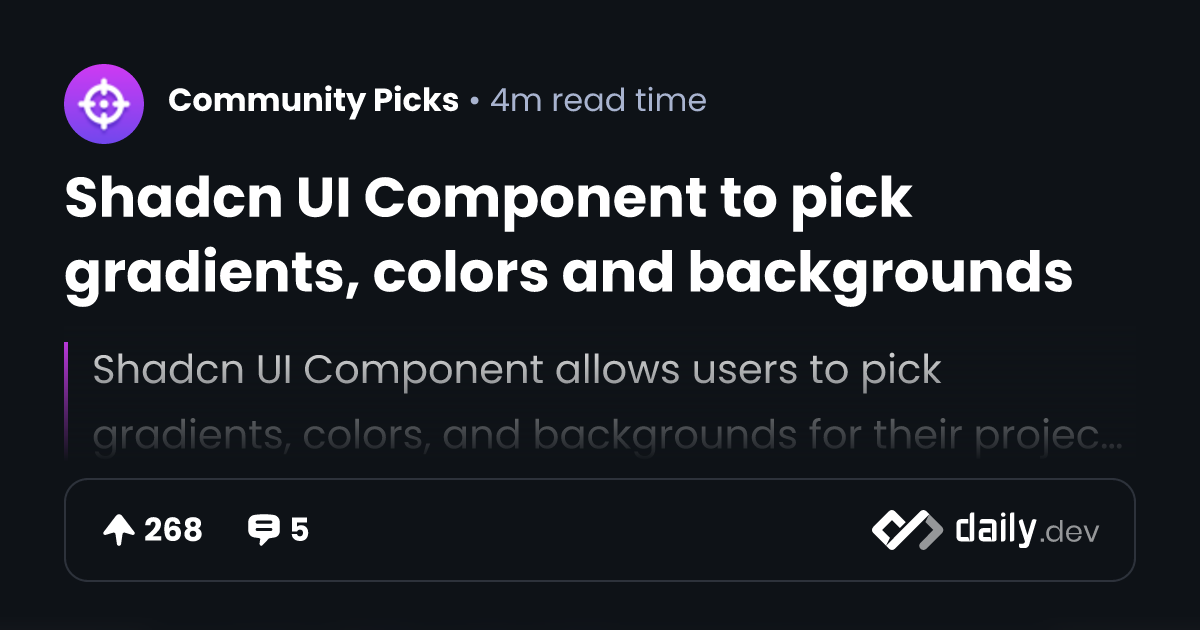 Shadcn UI Component to pick gradients, colors and...