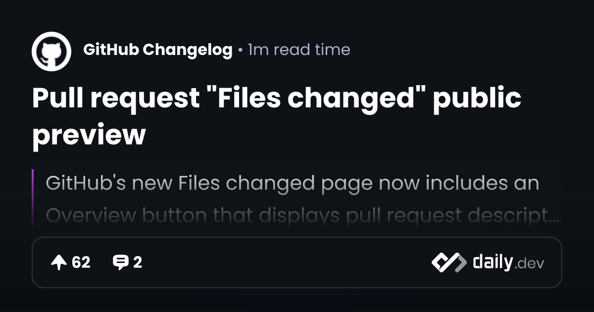 Pull request "Files changed" public preview | daily.dev
