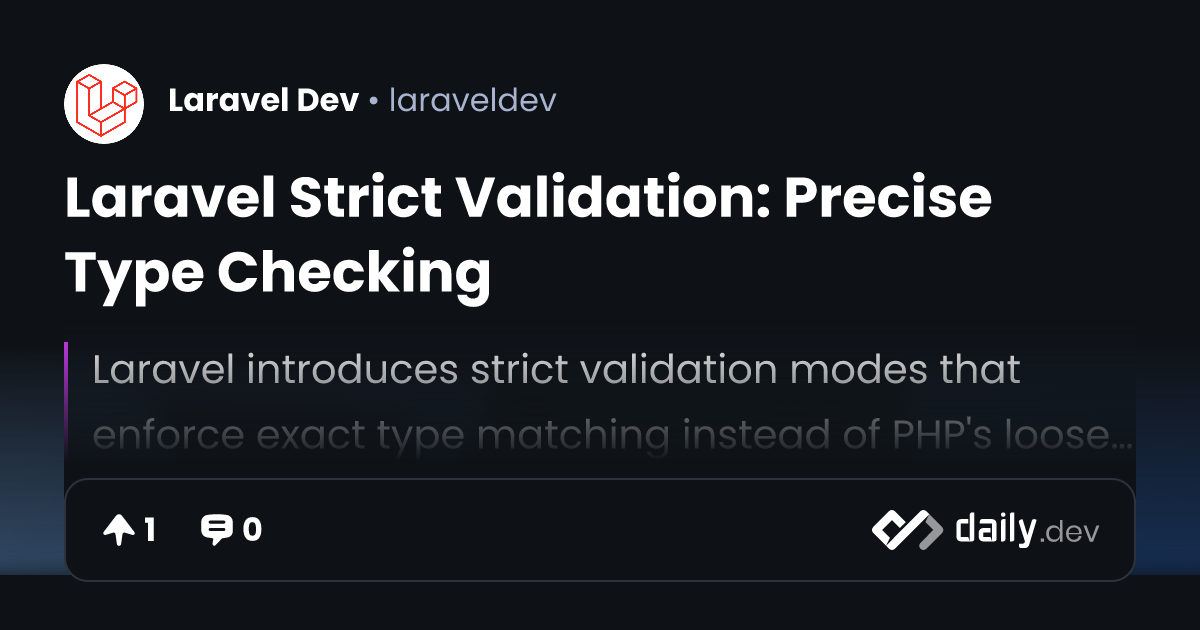 Laravel Strict Validation: Precise Type Checking | daily.dev