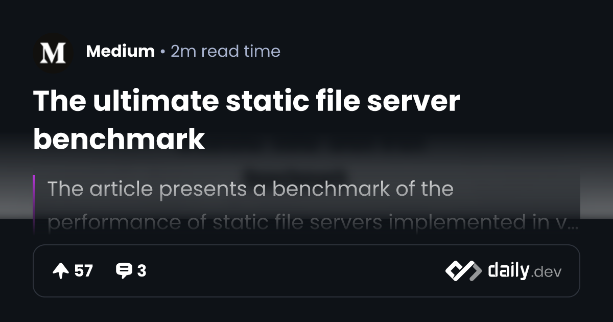 The ultimate static file server benchmark | daily.dev