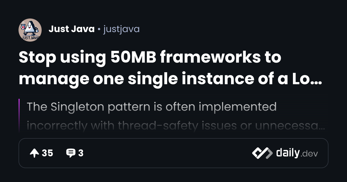 Stop using 50MB frameworks to manage one single instance...