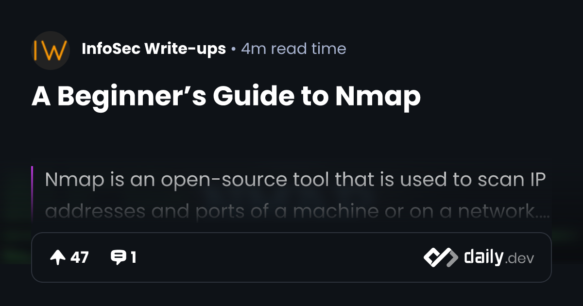 A Beginner’s Guide to Nmap | daily.dev