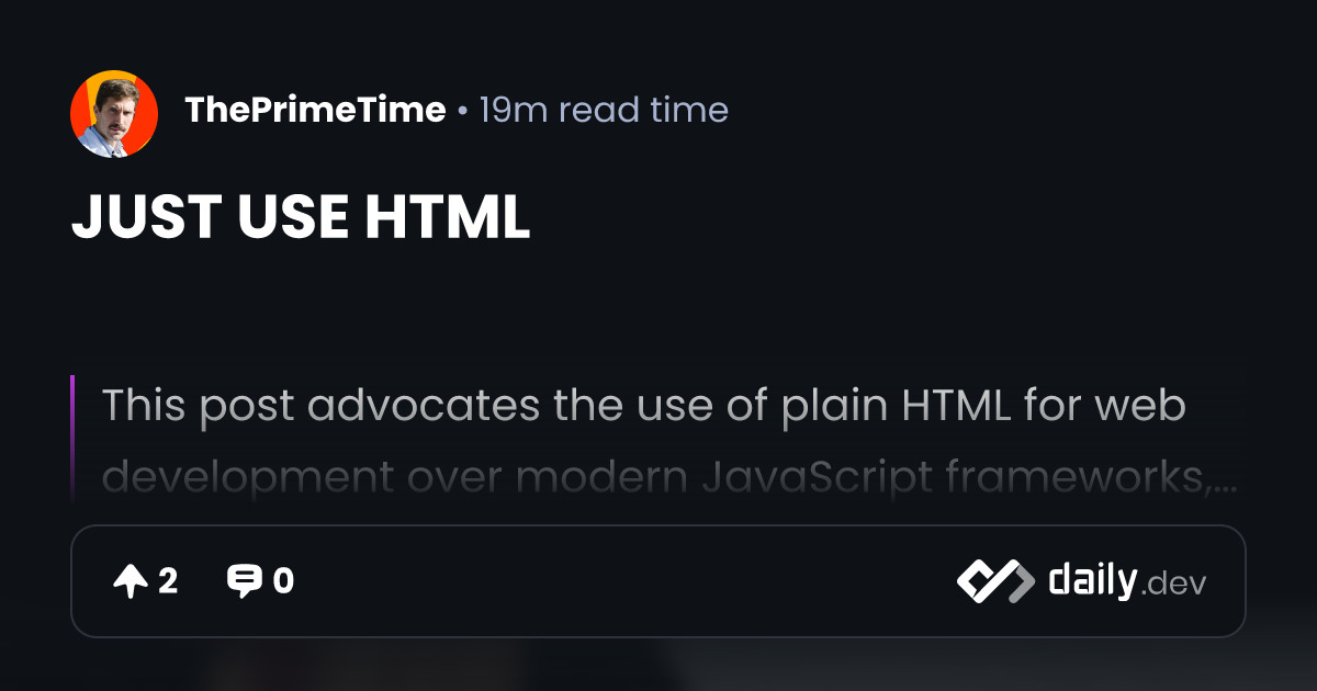 Just Use Html Daily Dev