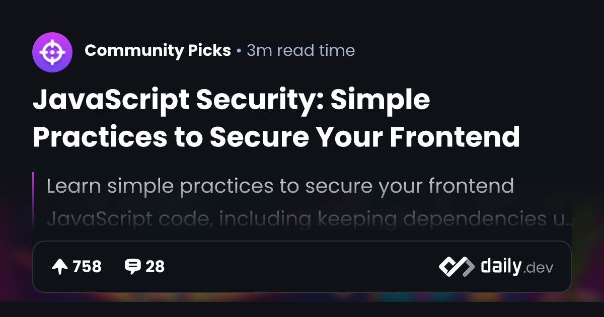 Javascript Security Simple Practices To Secure Your Frontend Dailydev