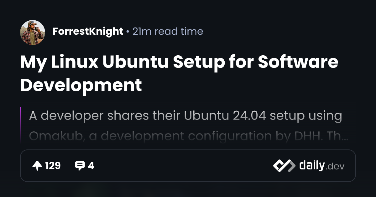 My Linux Ubuntu Setup for Software Development | daily.dev