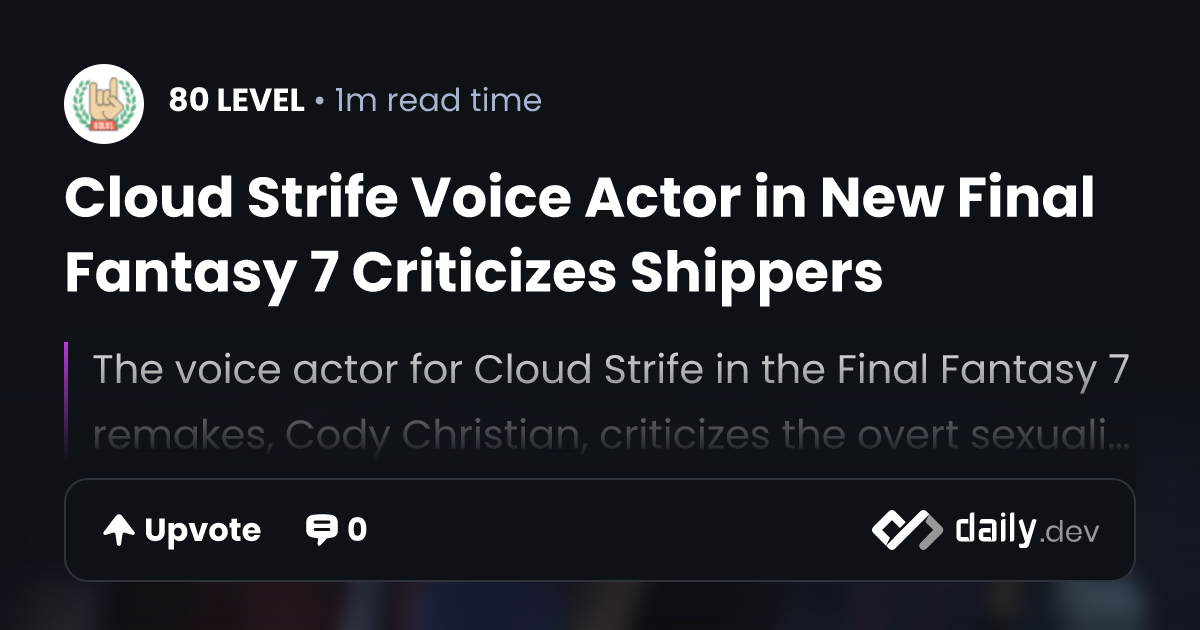 Cloud Strife Voice Actor in New Final Fantasy 7 Criticizes Shippers ...