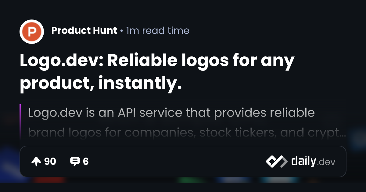 Logo.dev: Reliable logos for any product, instantly.