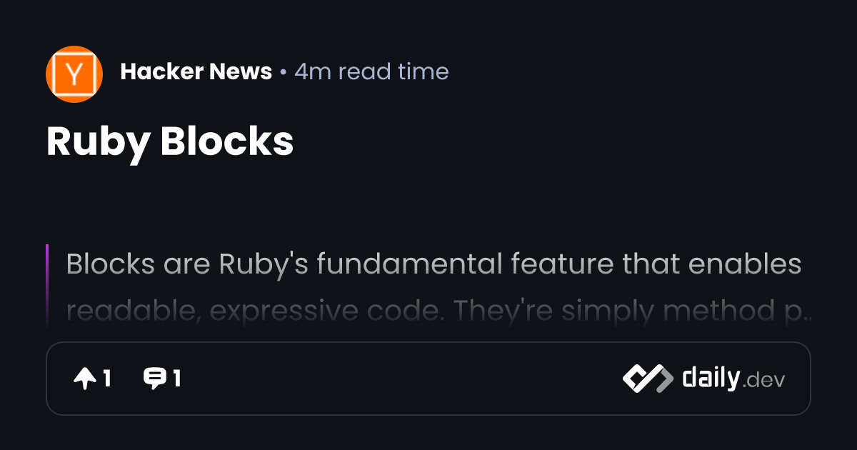 Ruby Blocks Daily Dev